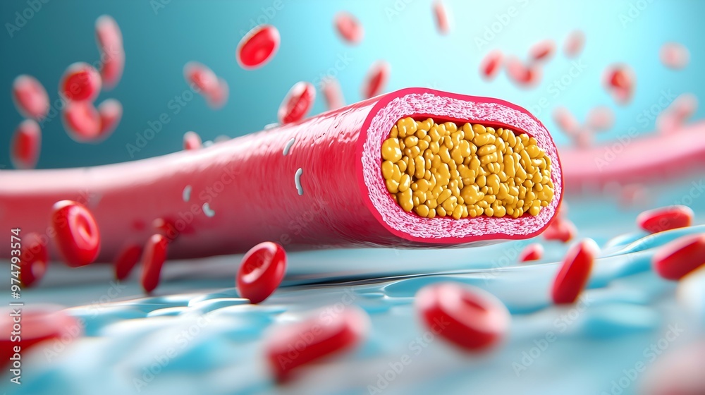 Atherosclerosis Diagram, detailed illustration of plaque buildup in ...
