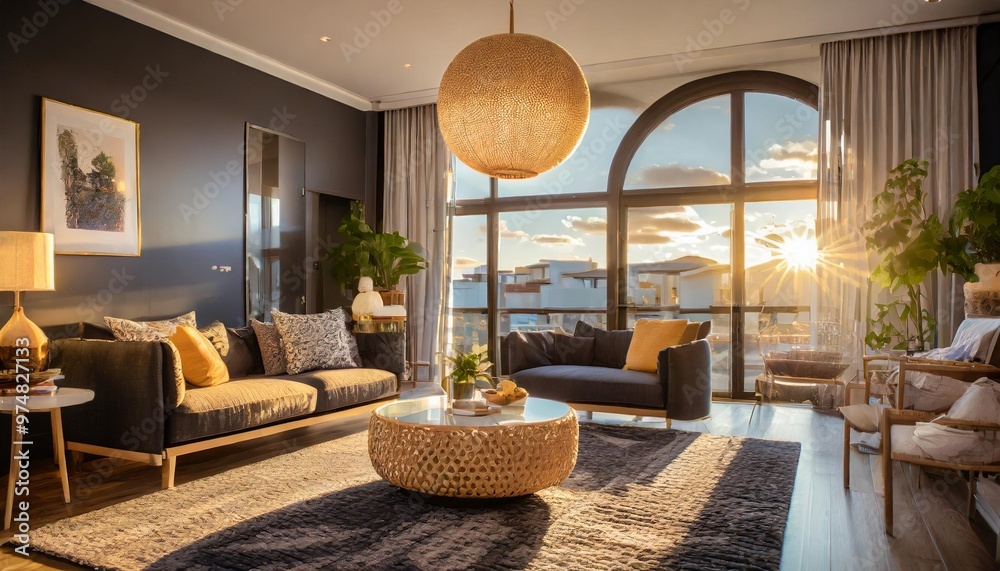 Child-safe living room with rounded furniture edges and soft rugs for a ...