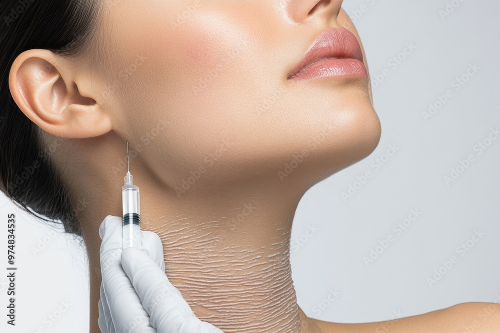 Cosmetic treatments for neck scars represented in a detailed ...