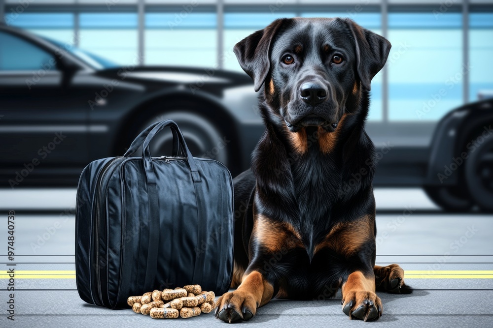K-9 Dogs in Narcotics Detection illustrated in a law enforcement ...