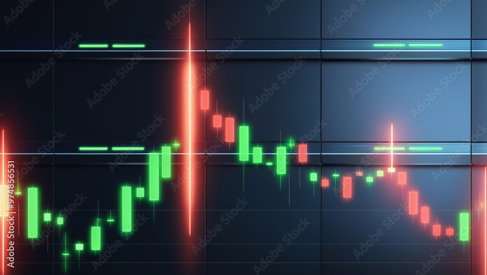 A hyper-realistic, high-resolution financial stock market chart ...