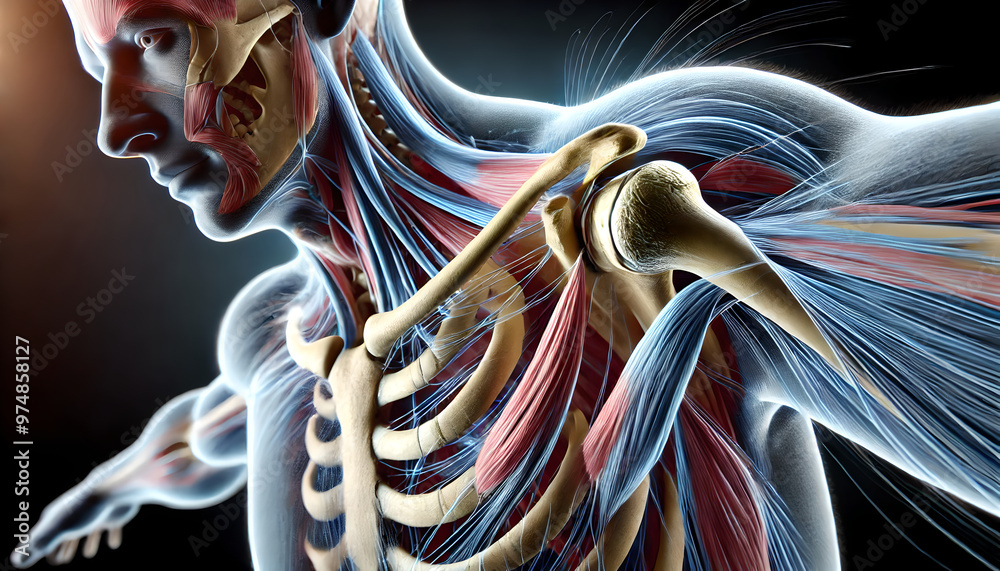 3D bone: human joint in motion, showing humerus, scapula, clavicle work ...
