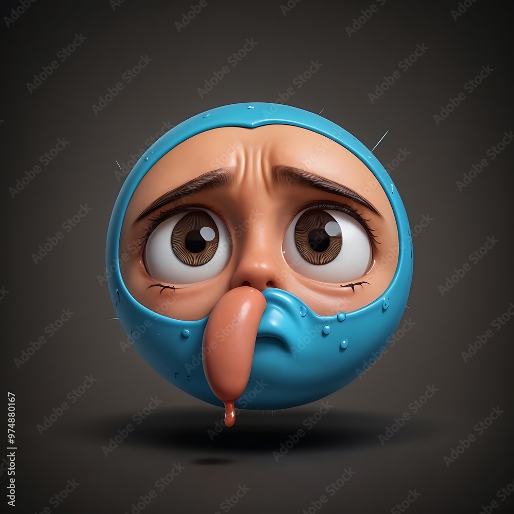 Intensely crying face emoticon, used to express deep sadness, grief, or ...