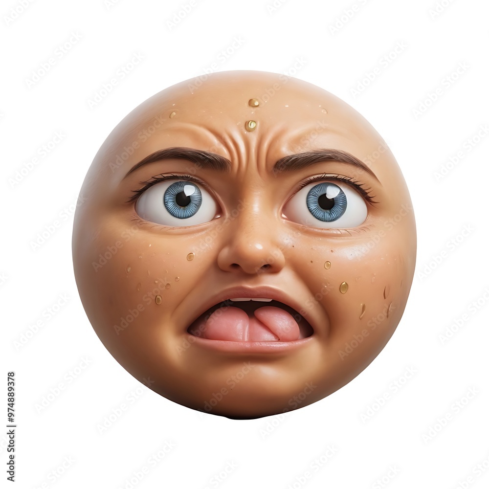 Intensely crying face emoticon, used to express deep sadness, grief, or ...