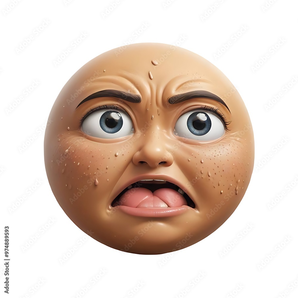 Intensely crying face emoticon, used to express deep sadness, grief, or ...