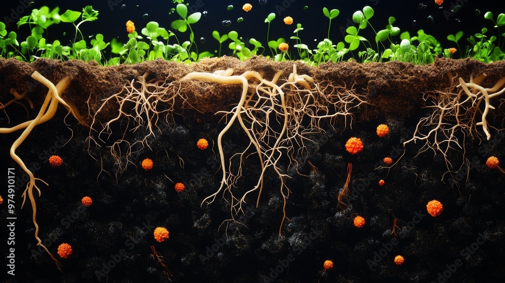 Microscopic view of soil composition revealing a diverse ecosystem ...