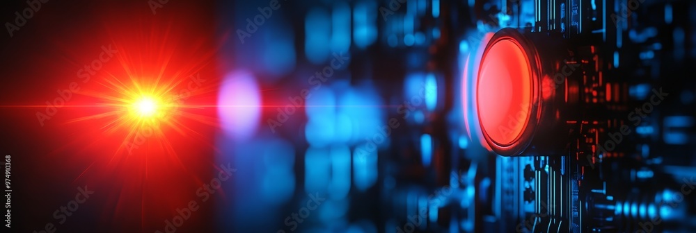 Red Alert: Warning Indicator Glowing on Circuit Board, symbolizing ...