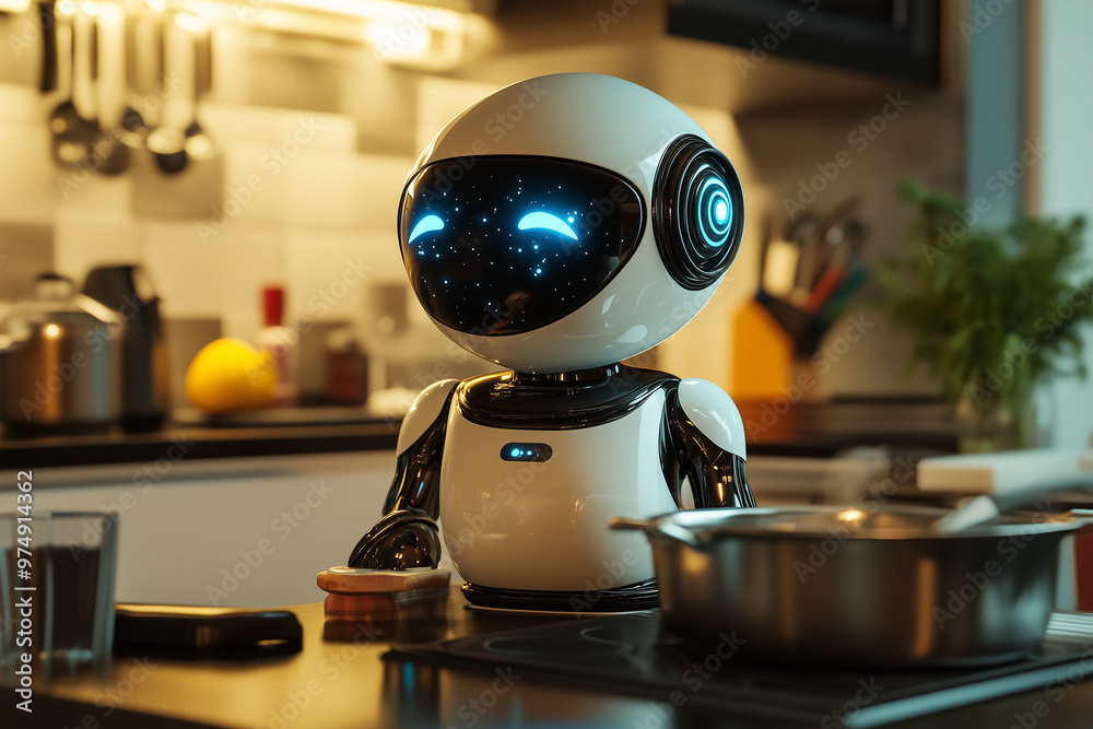 artificial intelligence that helps the chef cook in the kitchen, robot ...