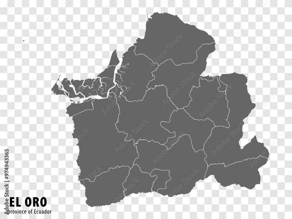 Blank map El Oro Province of Ecuador. High quality map El Oro with ...
