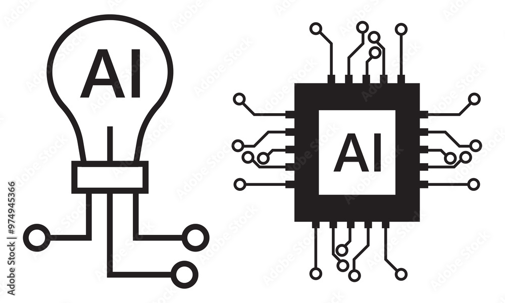 Generate AI icon. Artificial intelligence and Machine learning ...