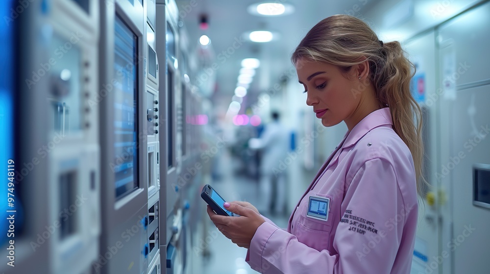 Nurse Utilizing Health Technology for Patient Monitoring, a healthcare ...