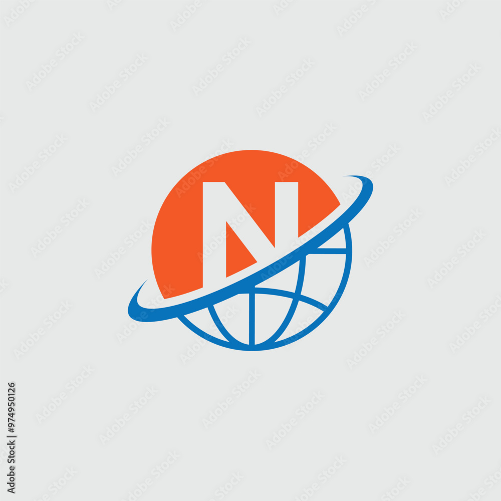 letter N logo for global earth world Pangea vector, Globe with letter N ...