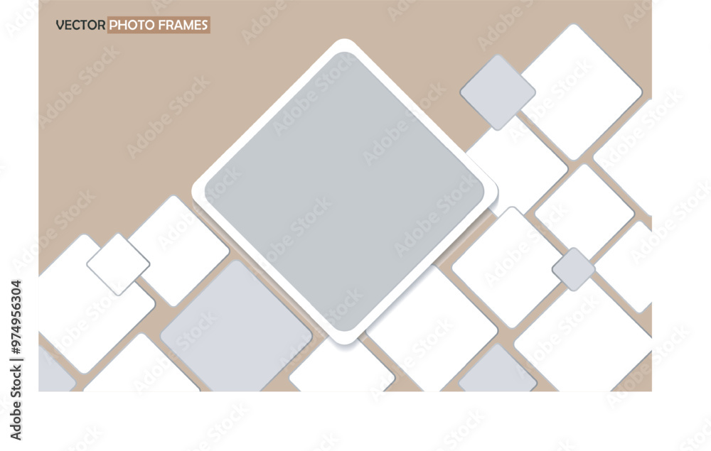 Empty rhombus photo frames. Set of square photo cards different sizes ...