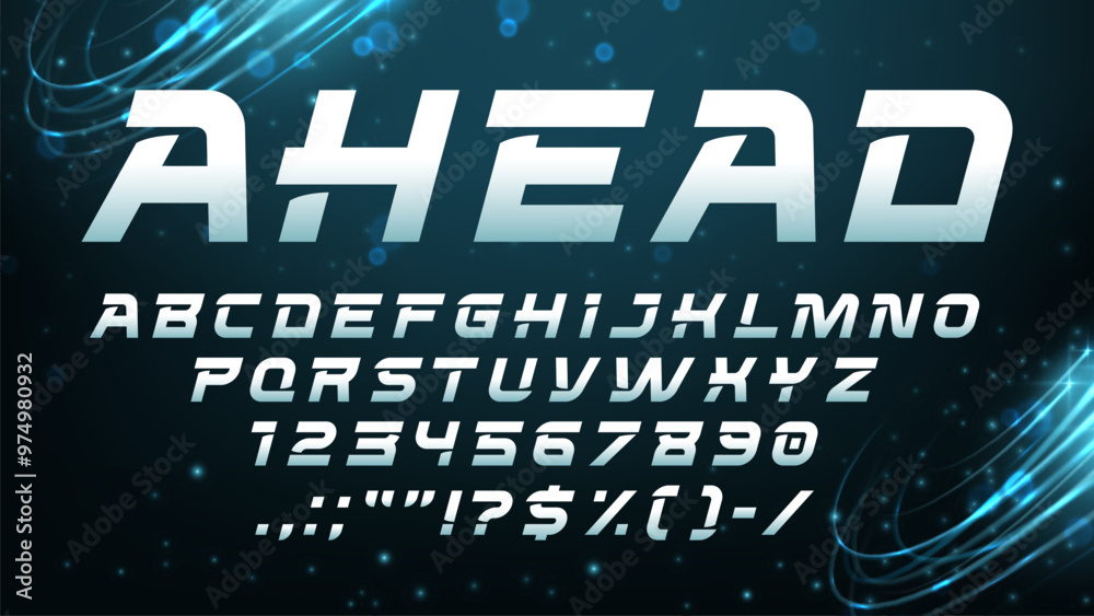 Modern speed sport font, fast dynamic urban type or tech game typeface ...
