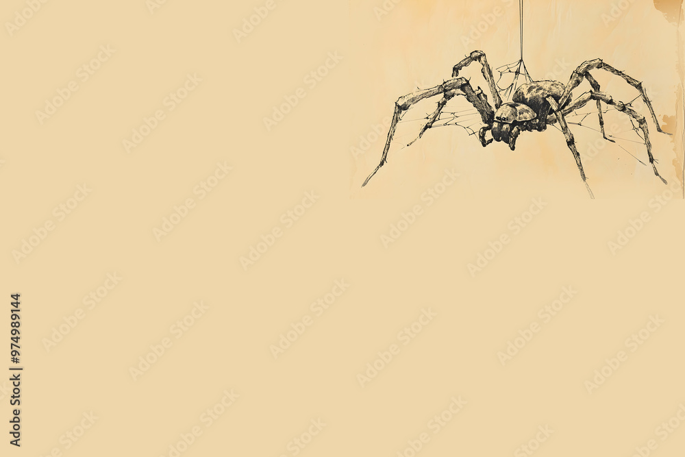 Spiders background. Halloween decorations. Spider background. . Flat ...