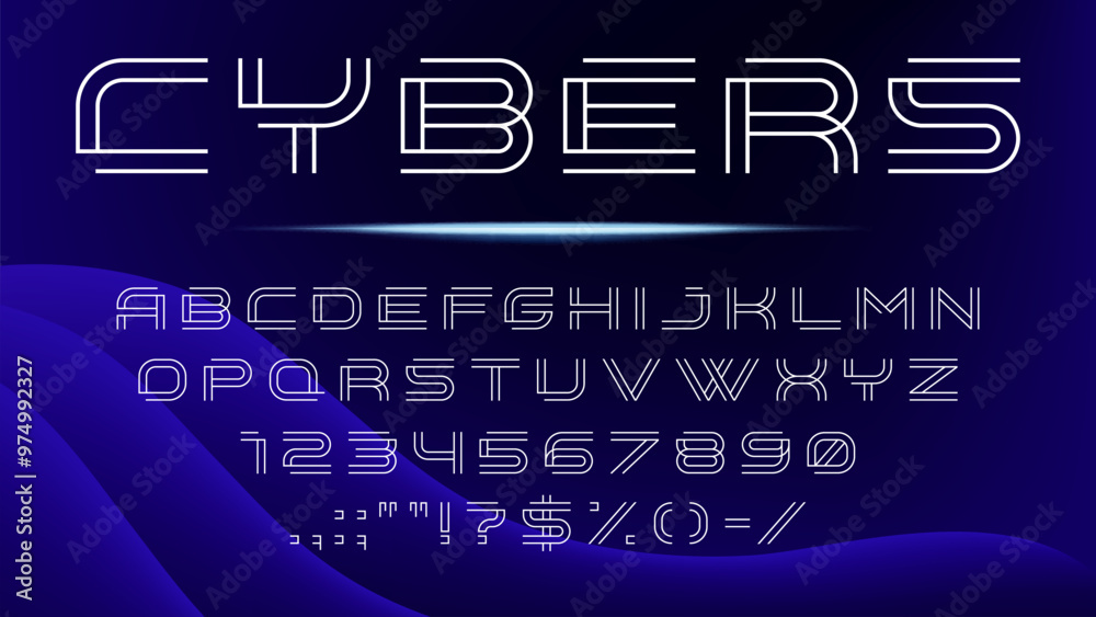 Modern techno font, futuristic line type or abstract typeface, vector ...