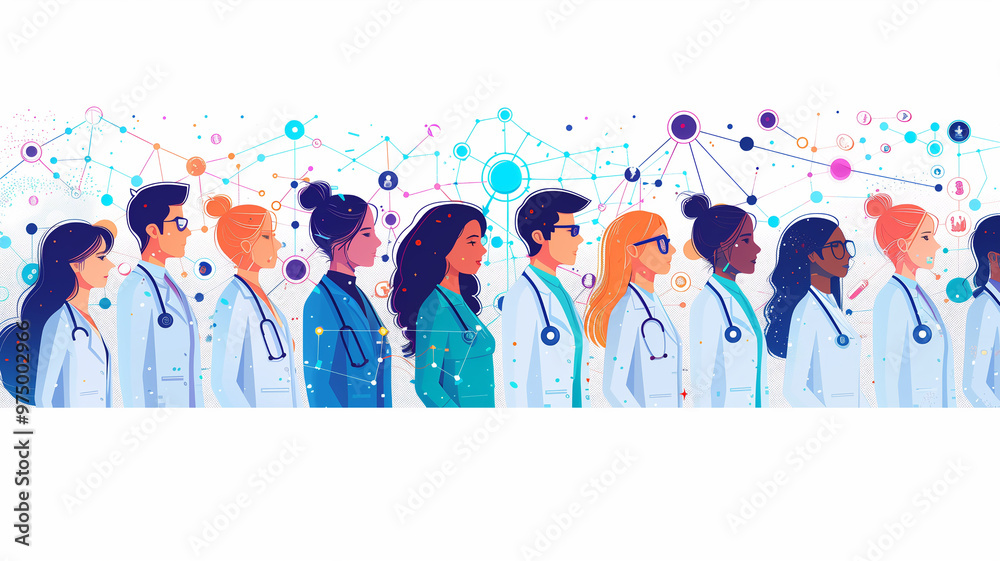 Portrait of a team of doctors and nurses from various backgrounds ...