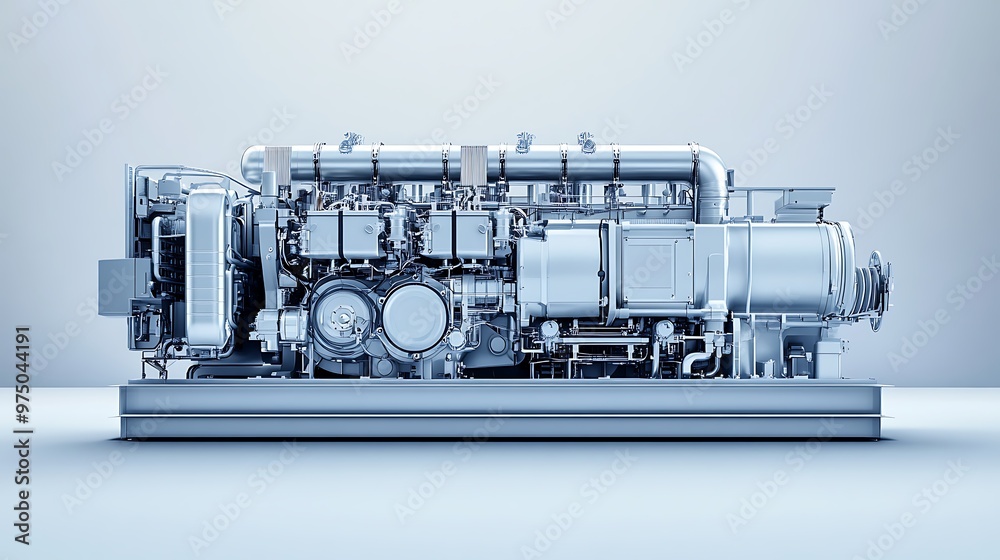 A clear, detailed image of an industrial integrated generator on a ...