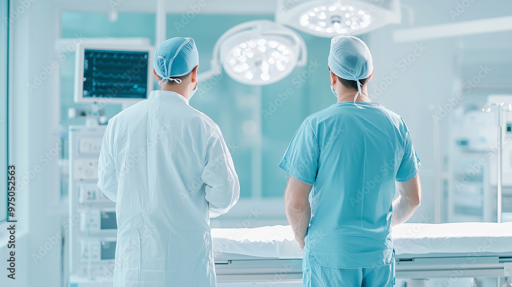 scene of an ER team, featuring a surgeon and an anesthetist, in a ...