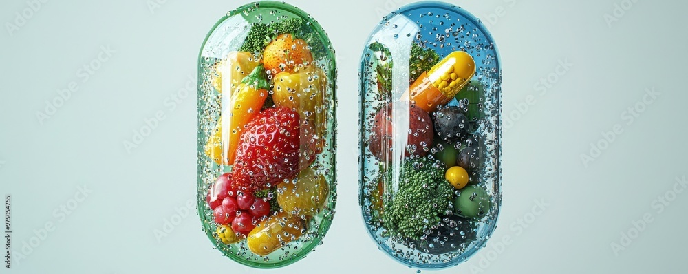 Visually striking capsules filled with fresh fruits and vegetables ...