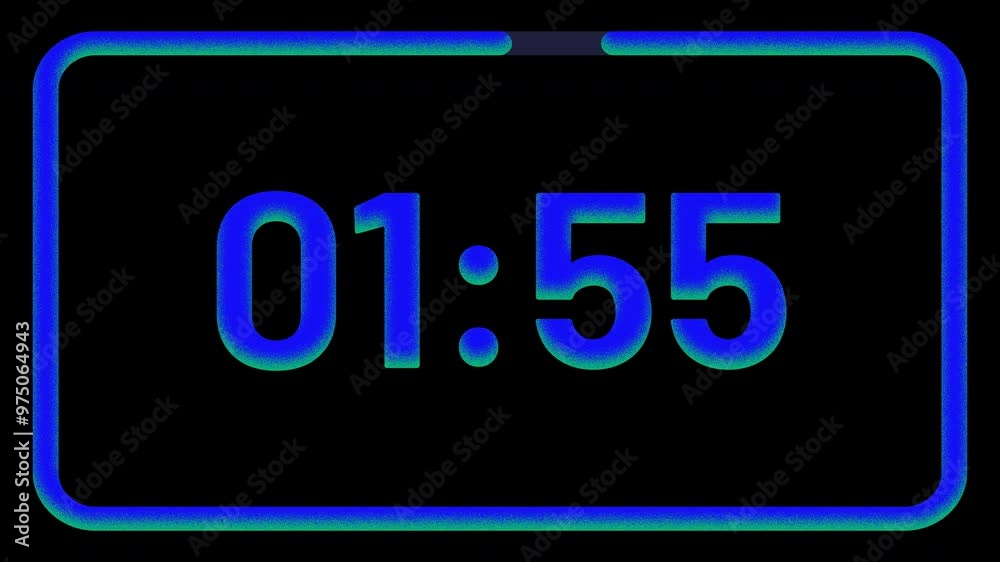 2 minute countdown timer animation with blue grain texture loading ...
