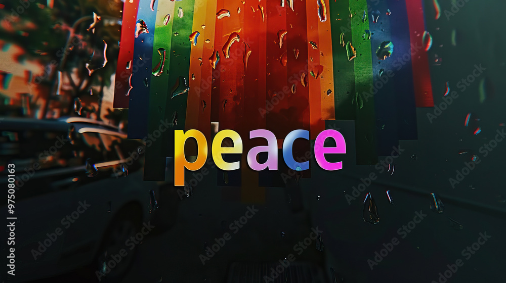 colorful Peace inscription abstract decorative concept. World day of ...