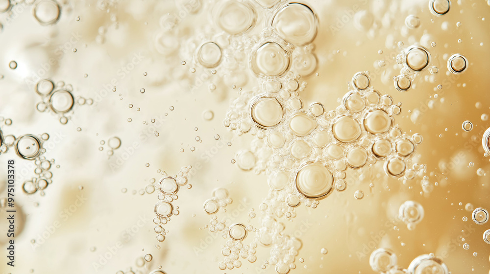 a close-up, top-down view of champagne bubbles, filling the entire ...