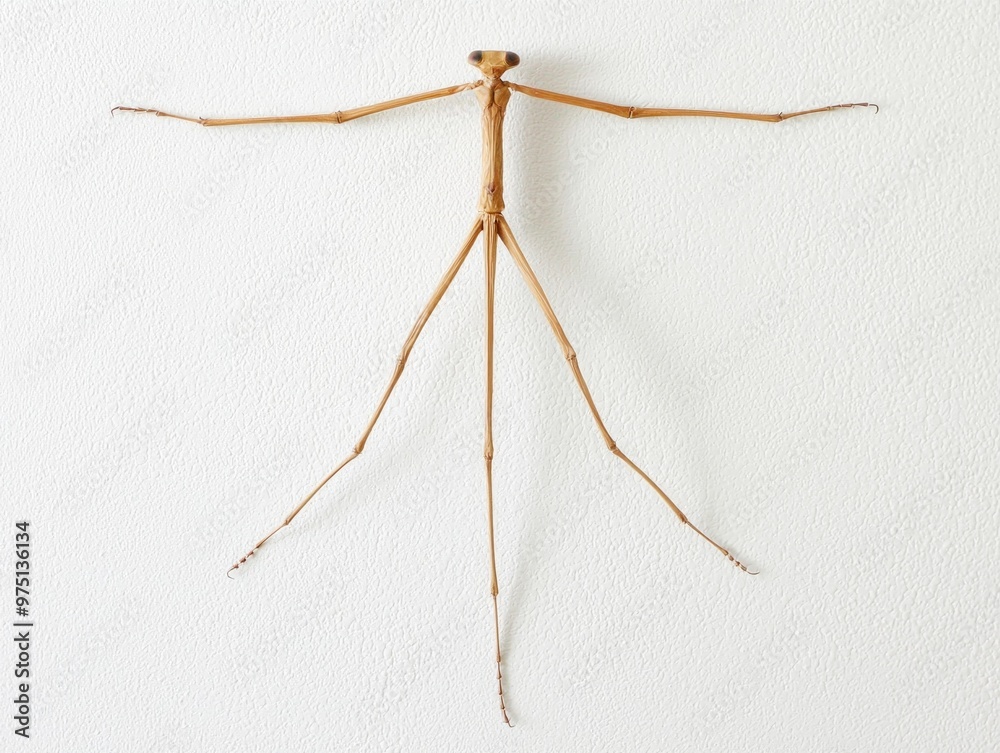 fascinating walking stick insect positions itself upright against a ...