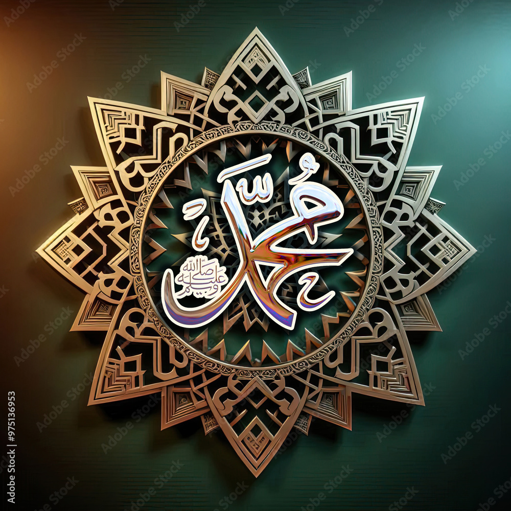 Prophet Muhammad Arabic letter icon logo with islamic ornamental ...