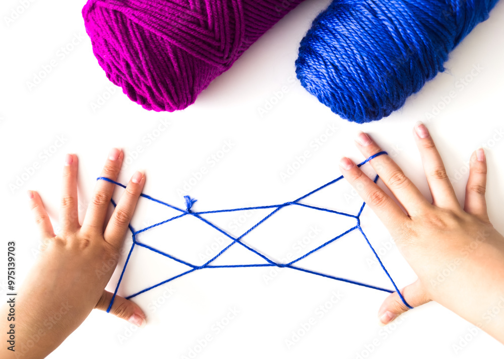 Traditional Japanese string game called AYATORI or cat's cradle ...