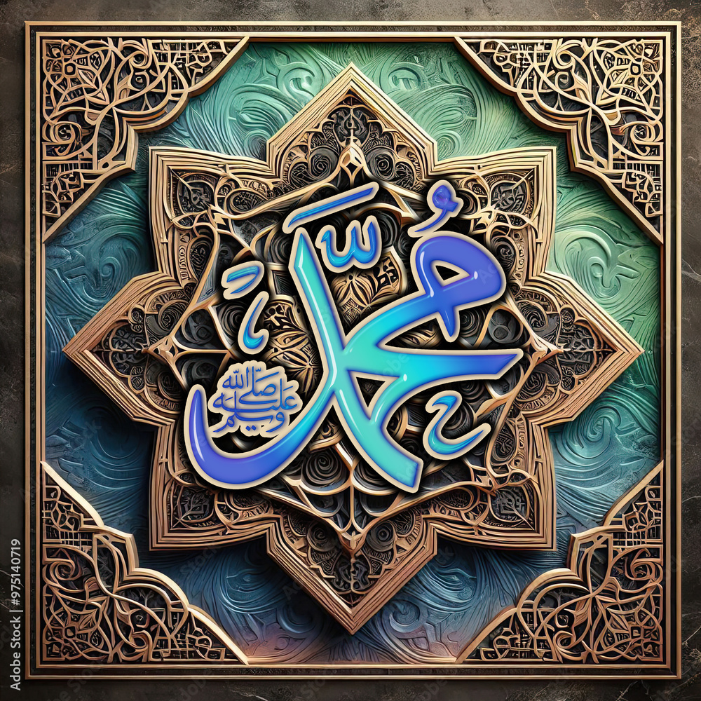 Prophet Muhammad Arabic letter icon logo with islamic ornamental ...