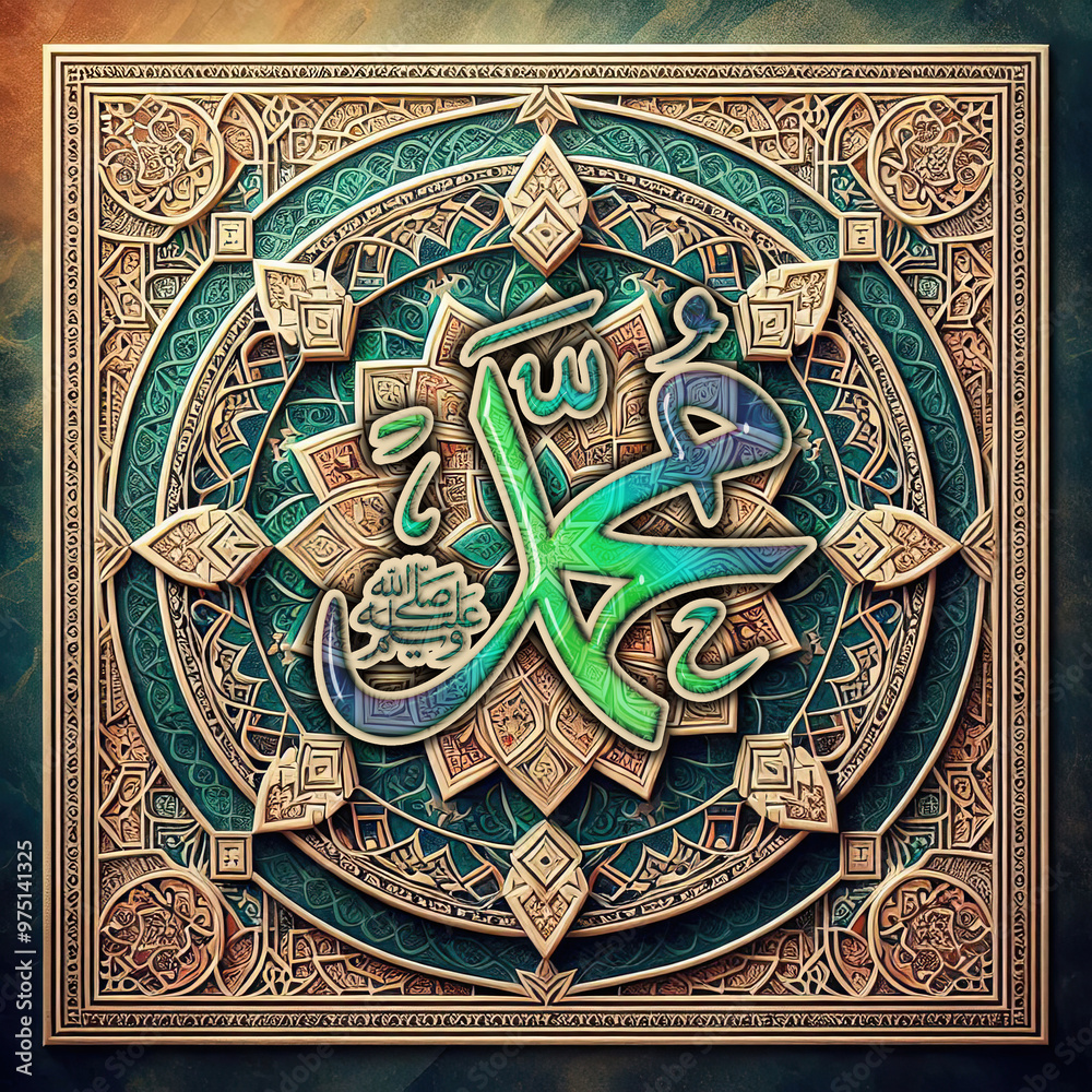 Prophet Muhammad Arabic letter icon logo with islamic ornamental ...