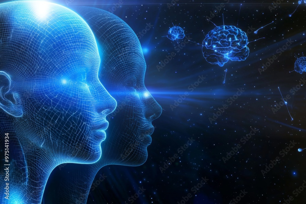 Man and woman with glowing brain structures highlighting the neural ...