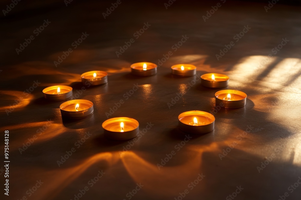 Minimalist photography of a circle of candles emitting warm light with ...