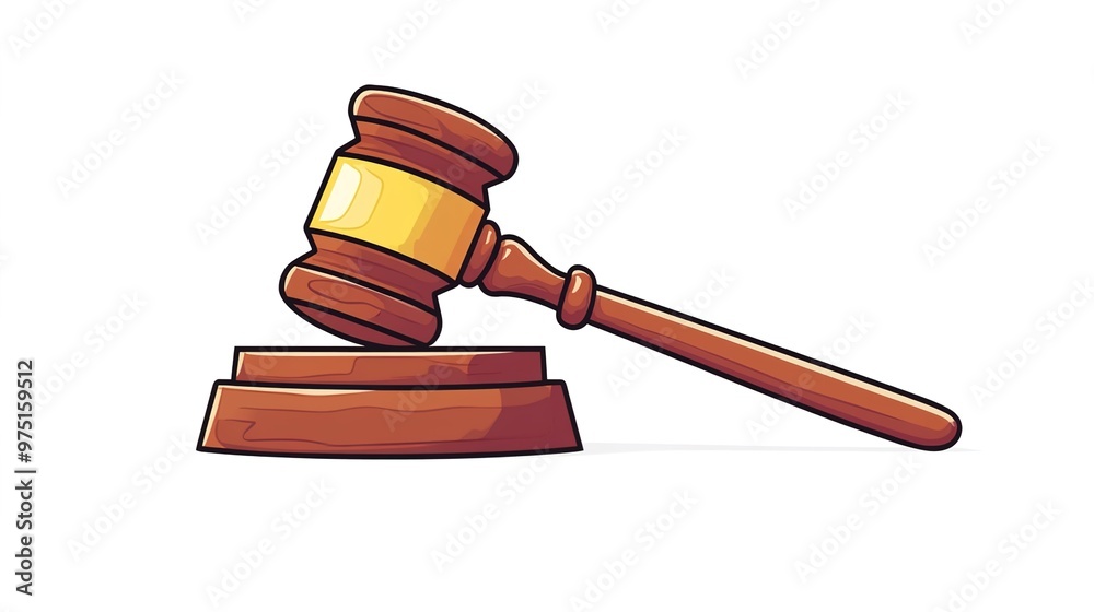 Cartoon gavel clipart, cartoon illustration on a white background Stock ...