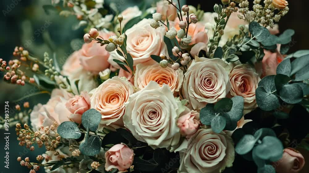 Beautiful bouquet of roses and greenery arranged for a special occasion ...