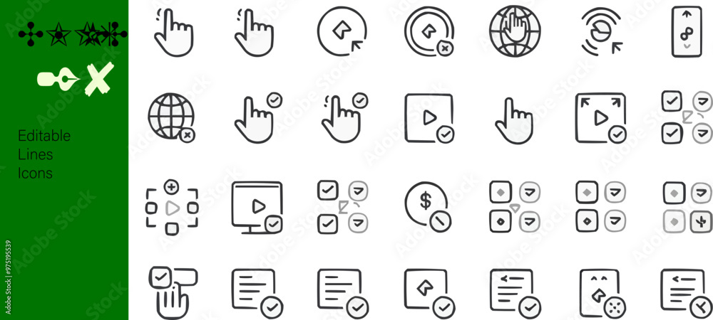 Click Line Editable Icons set. Vector illustration in modern thin line ...