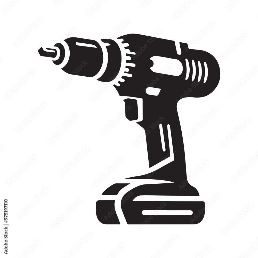 Vector Illustration Pack of Drill Machines Featuring Cordless Drill ...