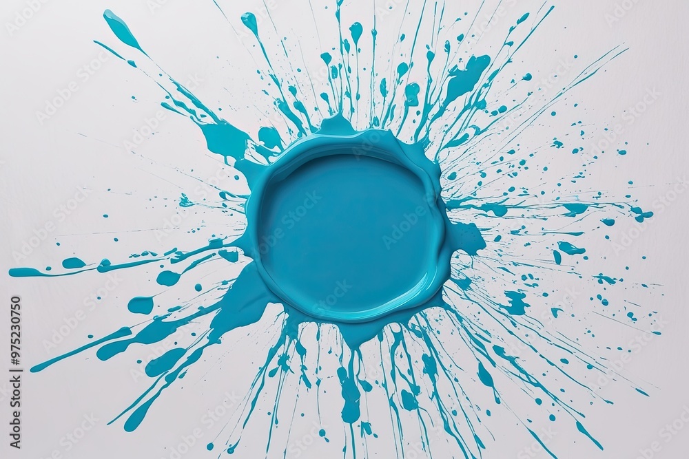 Cerulean Blue Paint Splash Abstract Art on White Background Stock ...