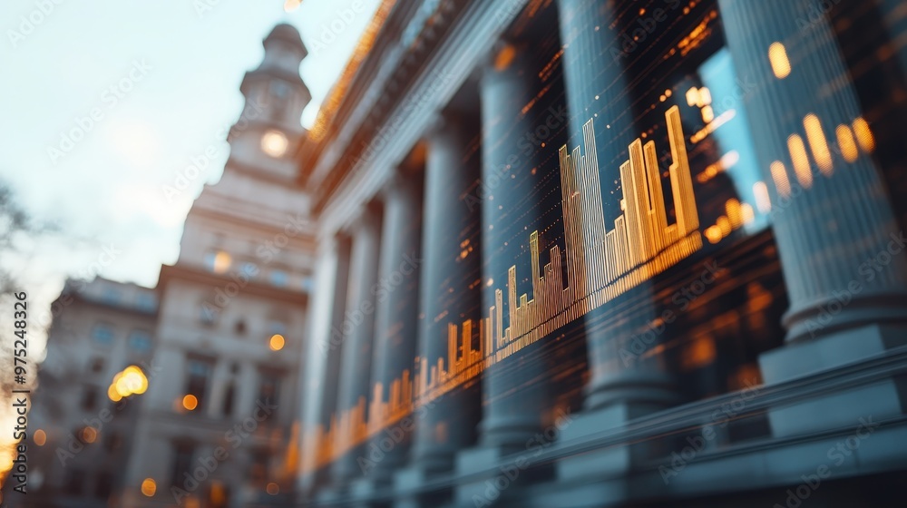 Futuristic Government Building Displaying Dynamic Holographic ...