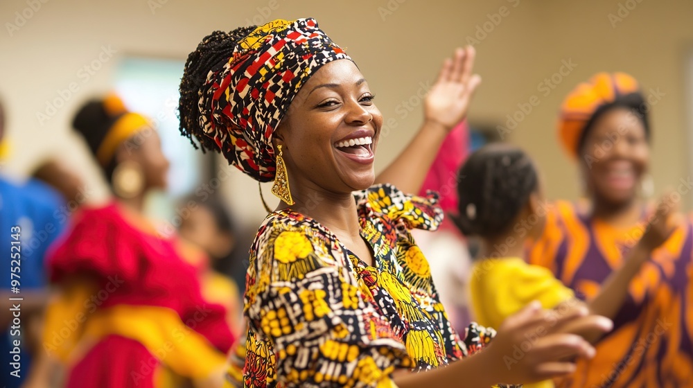 family participating in a cultural dance at a community center, with ...