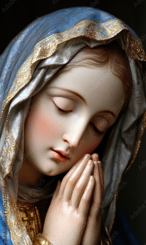 Sacred icon: Portrait of St. Mary capturing the divine serenity and ...