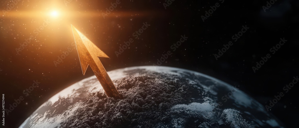 Arrow pushing through the earth, symbolizing groundbreaking success and ...