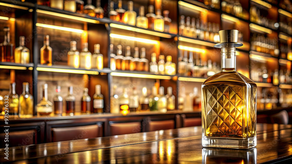 Fine tequila bottle in an upscale cocktail lounge setting, Tequila ...