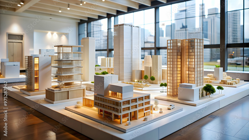 Architectural models on display in architectural studio , architecture ...