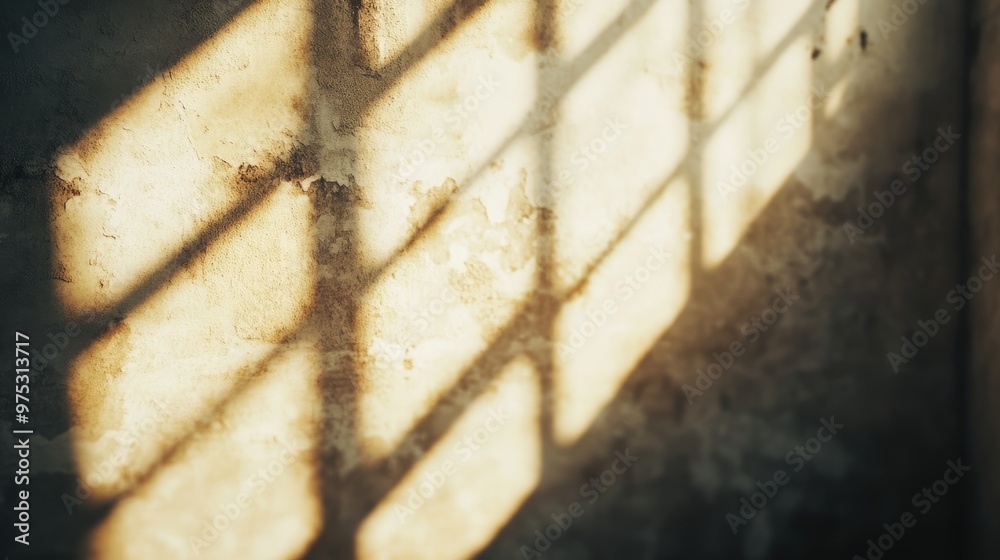 Realistic blurred natural light and window shadow overlay on wall ...