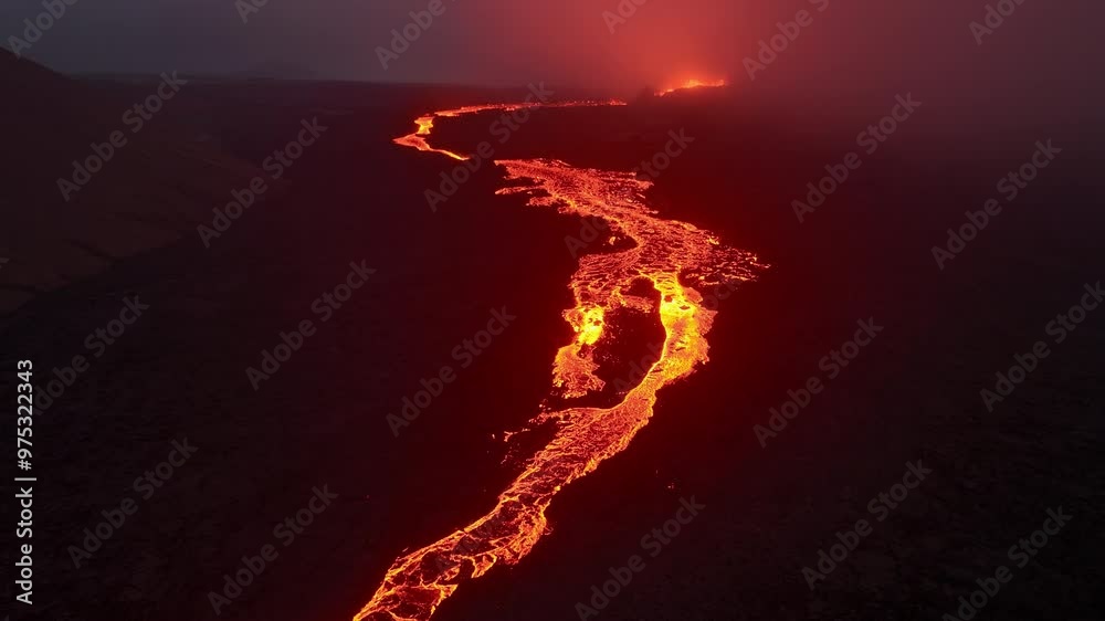 Volcano Eruption in Iceland, Flowing Red Hot Lava River, Incredible ...