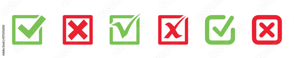 check mark icon button set. check box icon with right and wrong buttons ...