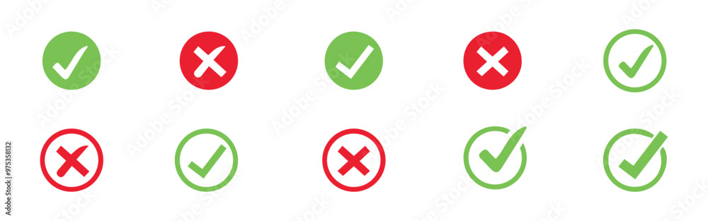 check mark icon button set. check box icon with right and wrong buttons ...