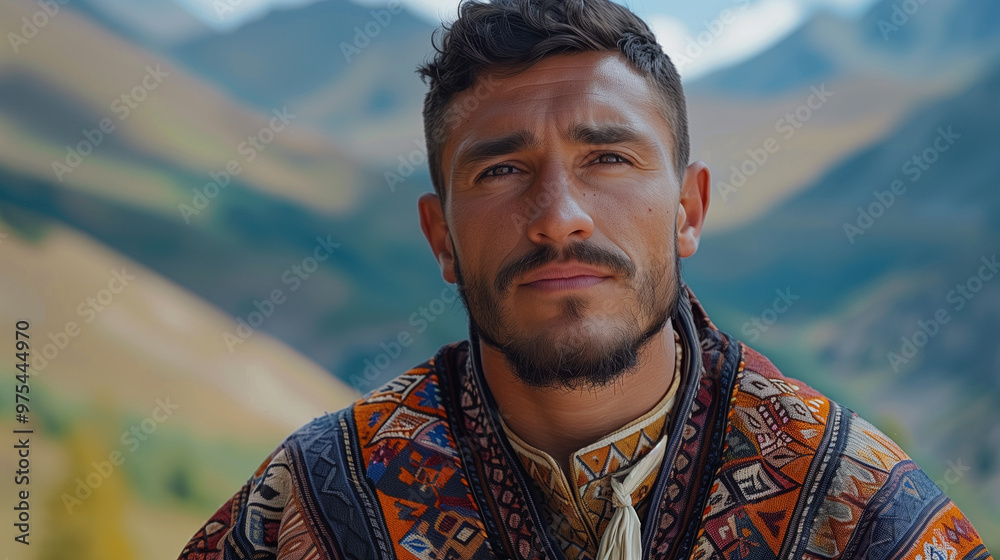 Portrait of Handsome Georgian Man in Traditional Old Costume in Outdoor ...